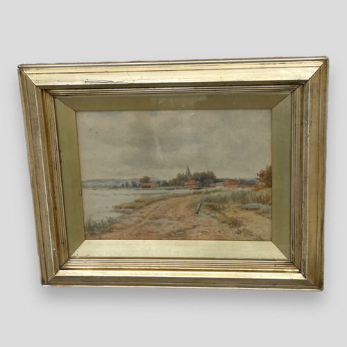 C19th Watercolour of Boshom Harbour by Millicent Grace | EvesandSamuel