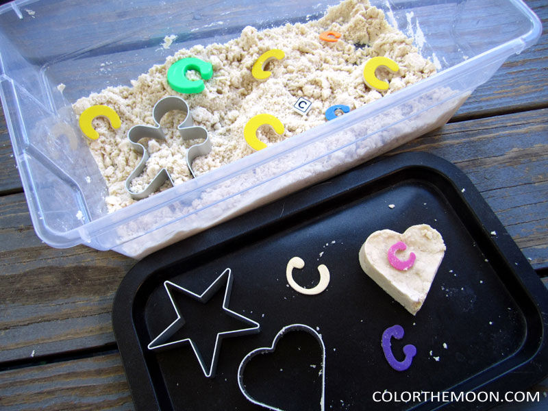 EASY TO MAKE MOON SAND SENSORY BIN