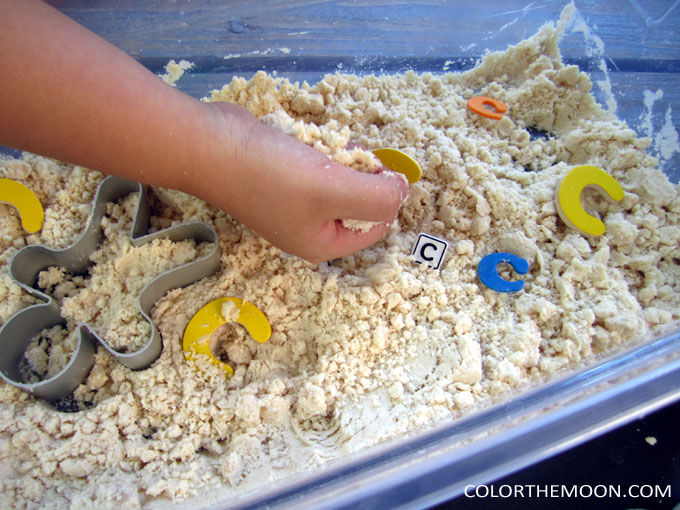 EASY TO MAKE MOON SAND SENSORY BIN