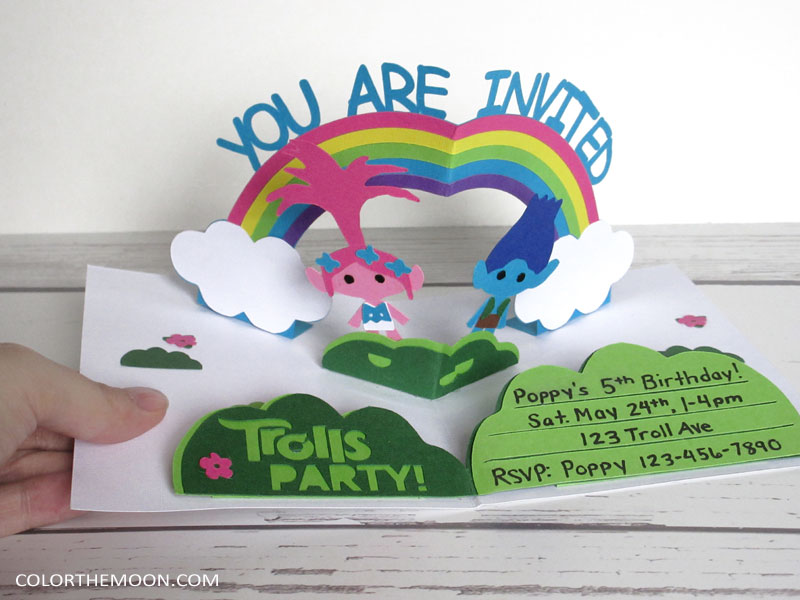 POP-UP TROLLS INVITATION WITH FREE PRINTABLE