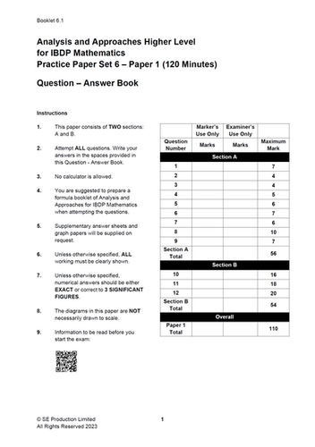Global Mock Exam 2023 for IBDP Maths - AAHL Paper with Marking Scheme ...