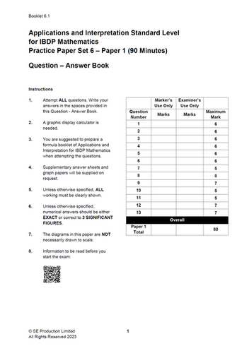 Global Mock Exam 2023 for IBDP Mathematics - AISL Paper with Marking ...