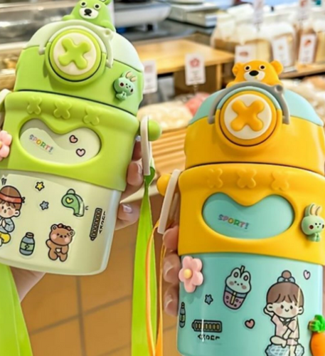 Colorful Cartoon Kids' Sipper Bottles with fun stickers | Bear & Bags