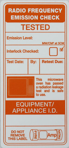 Microwave Emission Test Labels/Stickers for Electrical PAT Testing ...