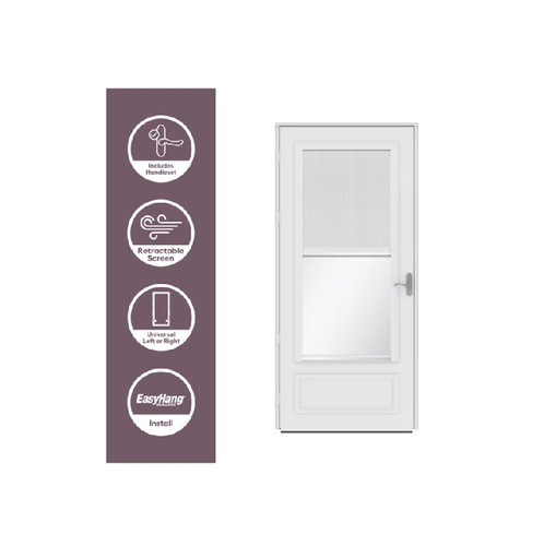 LARSON Savannah 36-in x 81-in White Mid-view Retractable Screen Wood ...