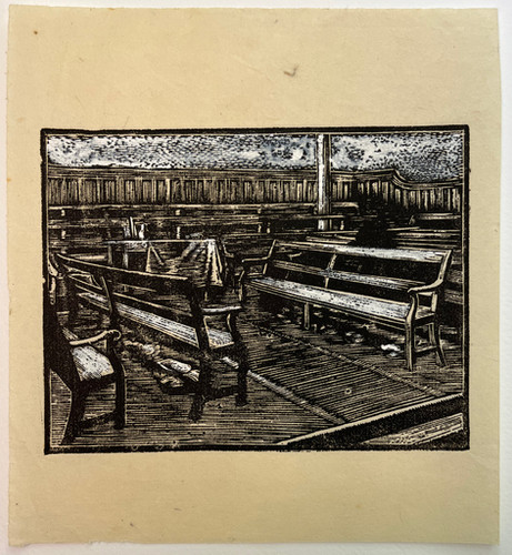 Henry Clarence Whaite: Interior with Benches | vistavkafineart