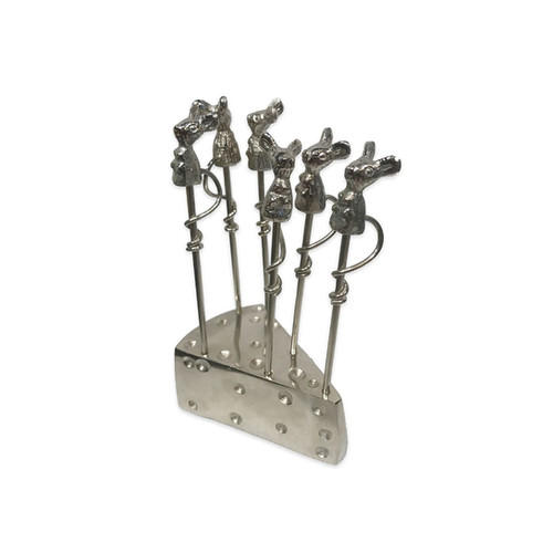 Mice Cheese Picks and Holder Silver | The Flying Fox