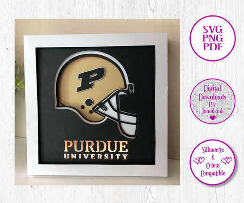 Purdue University Football - Square 3D Paper Cut Shadow Box | JumbleinkSVG