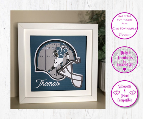 Customisable American Football - Square 3D Paper Cut Shadow Box ...
