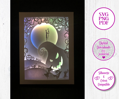 Nightmare Before Christmas - Rectangle 3D Paper Cut Template Light Box ...