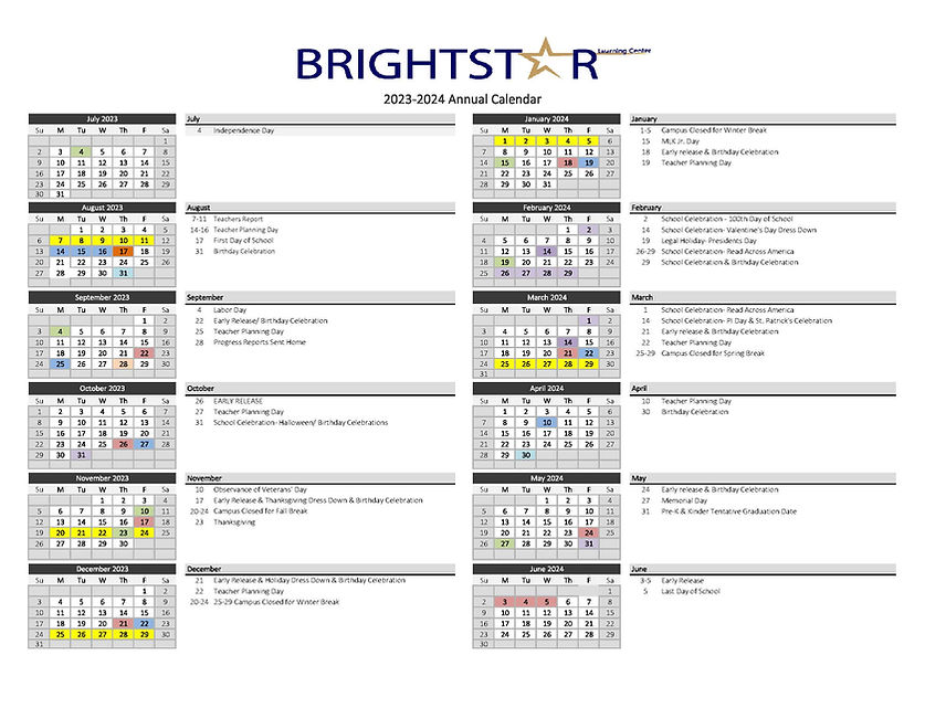 SCHOOL CALENDAR | BrightStar