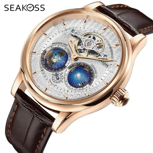 Tourbillon Rotating Double Earth Luxury Automatic Watch | ebalut