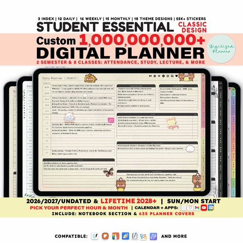 Student Digital Planner 2026, Lifetime Academy Planner Android & iPad ...