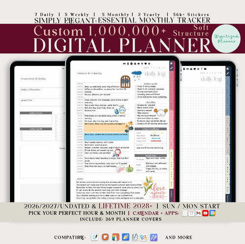 Tracker Digital Planner 2026, Undated, Custom iPad & Android Simple ...