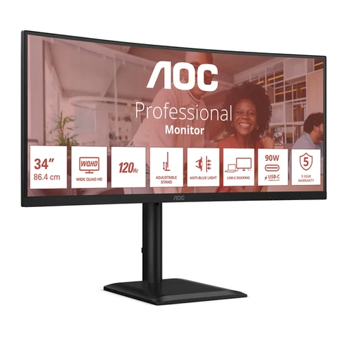 AOC E4 CU34E4CV 34" QHD computer monitor | Standesk