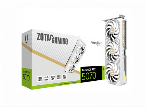 Zotac RTX 5070 AMP | 2587MHz Boost, White RGB | Standesk