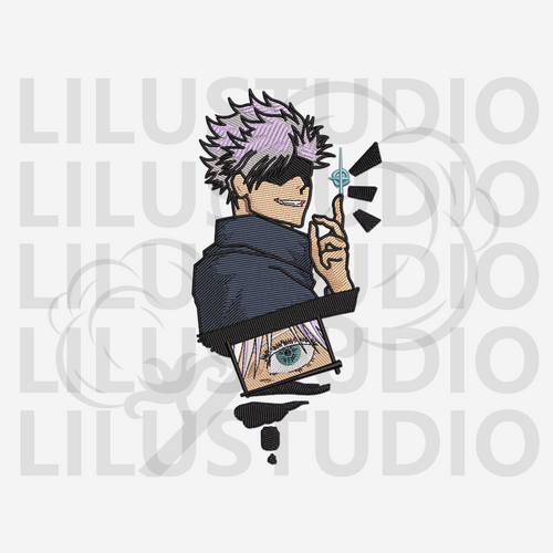 Embroidery Designs for Gojo Satoru Jujutsu Kaisen character | LiluStudio