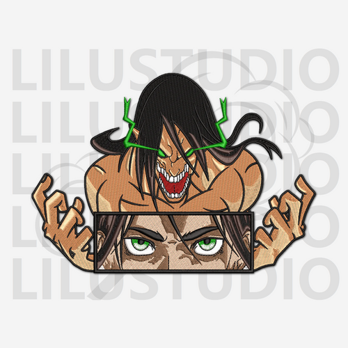Embroidery Designs for Eren Yeager Attack on Titan character | LiluStudio