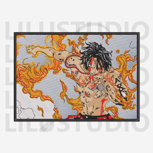 Embroidery Designs for Portgas D. Ace One Piece character | LiluStudio