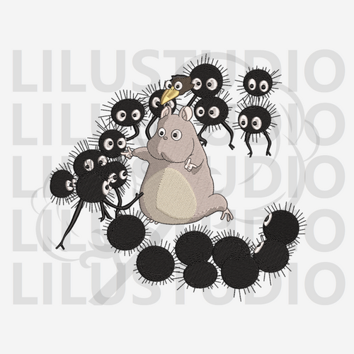 Embroidery Design for Susuwatari characters | LiluStudio