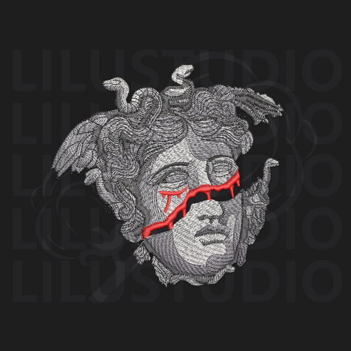 Embroidery Design for Art Collection — Medusa Sculpture | LiluStudio