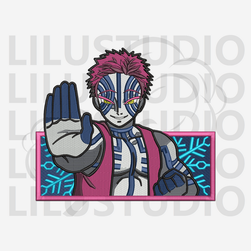 Embroidery Designs for Akaza Demon Slayer character | LiluStudio