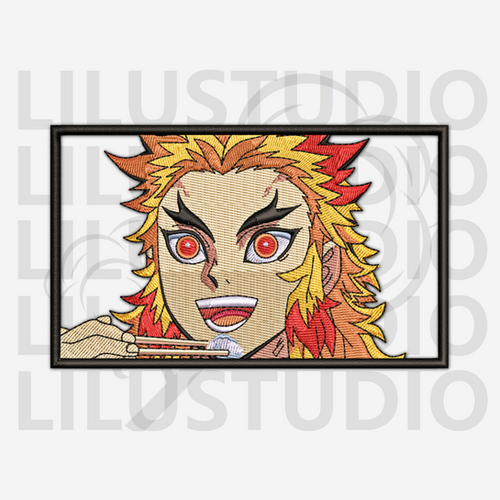 Embroidery Designs for Kyojuro Rengoku Demon Slayer character | LiluStudio