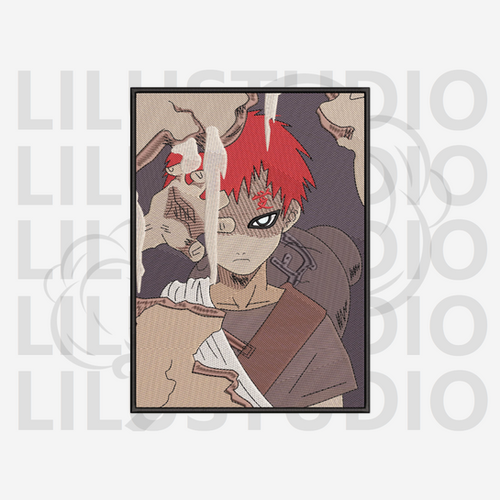 Embroidery Design for Gaara Naruto character | LiluStudio