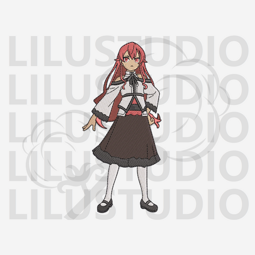 Embroidery Designs for Eris Greyrat Mushoku Tensei character | LiluStudio