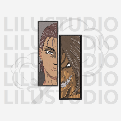 Embroidery Designs for Eren Yeager Attack on Titan character | LiluStudio