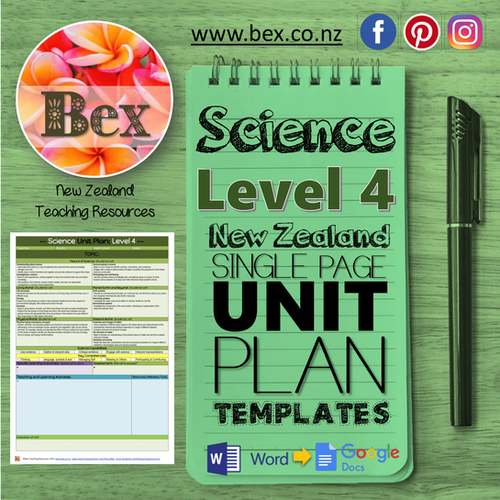 New Zealand Science Unit Plan Template (Level 4 NZC) | BexTeachingResources