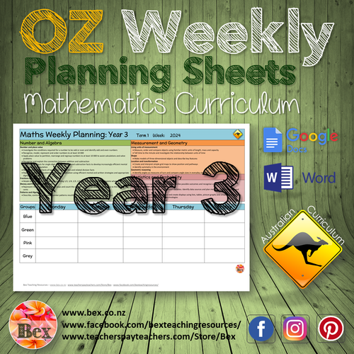Australian Maths Weekly Planning Sheets - Year 3 | BexTeachingResources