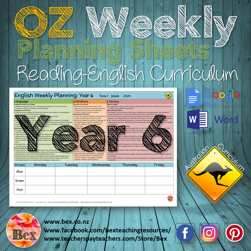 Australian Reading Weekly Planning Sheets - Year 6 | BexTeachingResources