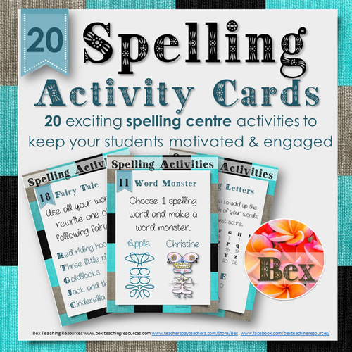 Spelling Center Activity Cards (20 Pack) | BexTeachingResources