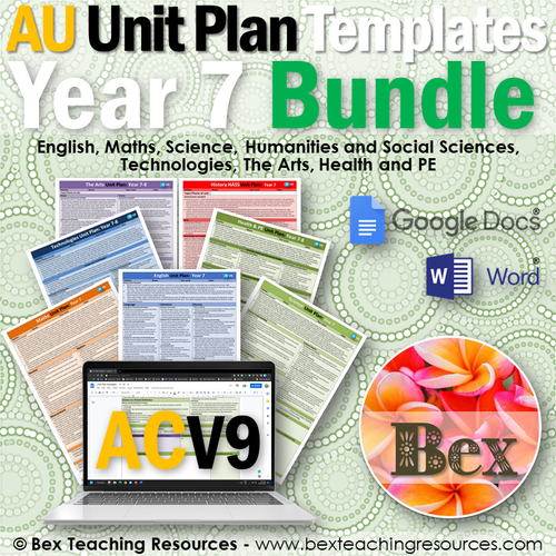 Australian Unit Plan Templates - Year 7 - V9 | BexTeachingResources