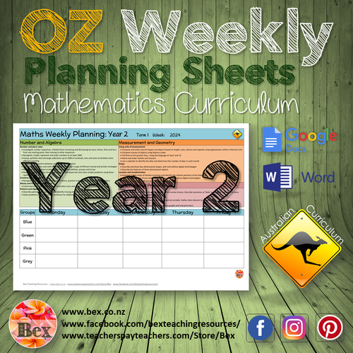 Australian Maths Weekly Planning Sheets - Year 2. | BexTeachingResources