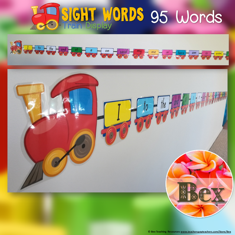 95 Sight Words Train Display (Code: BEXFREE) | BexTeachingResources