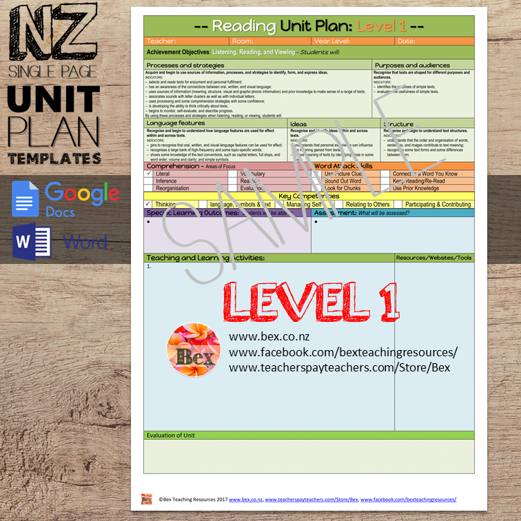 NZ Teacher Planning | Bex Teaching Resources | NZ Planning Teaching ...