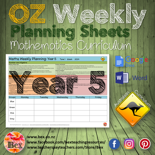 Australian Maths Weekly Planning Sheets - Year 5 | BexTeachingResources