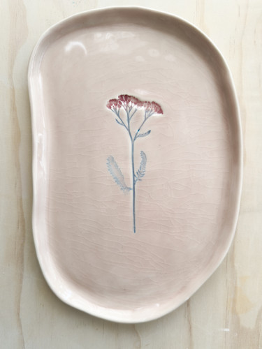 Pink Pressed Flower Platter | Wildflower Designs