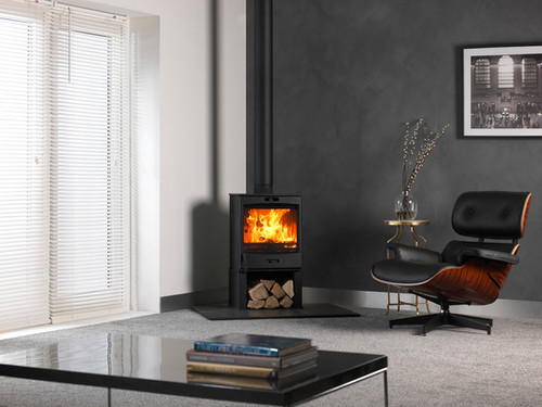 Fireline™ FQ5W-3 wide multifuel stove on Log Store | South West Stoves