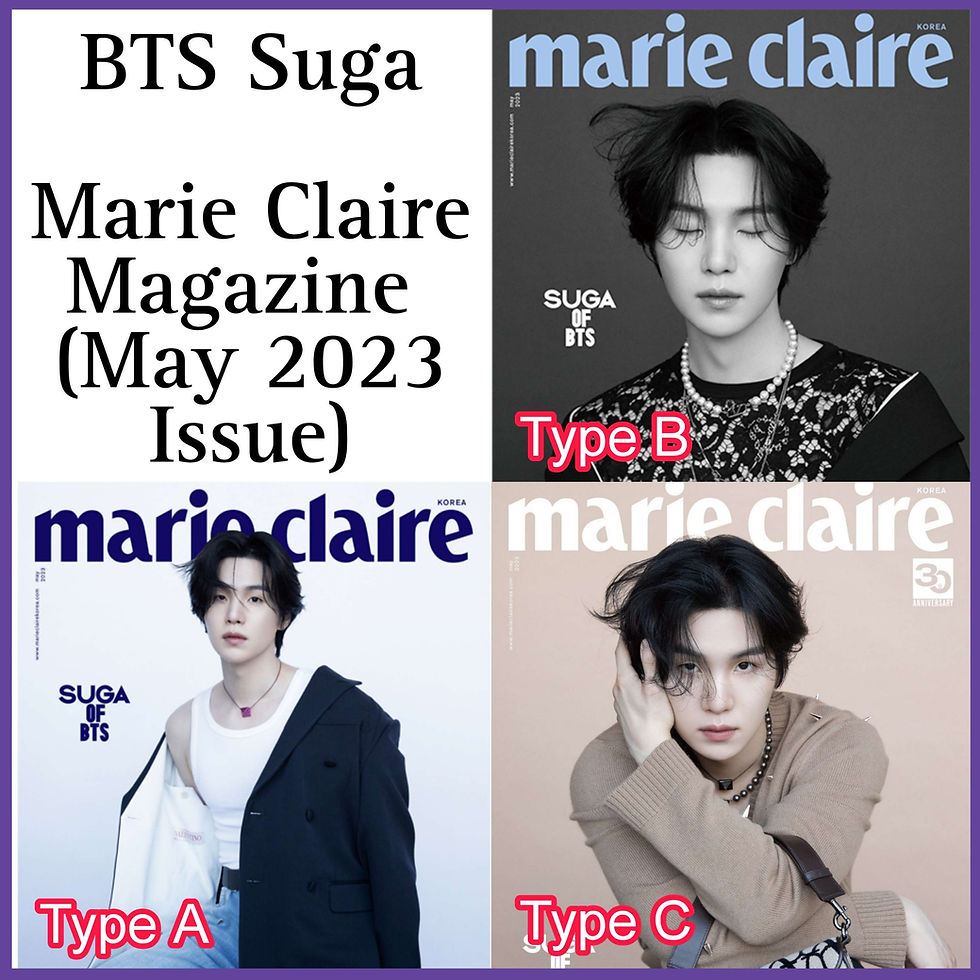 BTS Suga Marie Claire Magazine May Issue | Kpopmerchindia