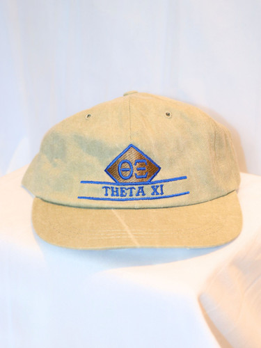 ΘΞ - Theta Xi Fraternity - 1990's Tan Spell Out Embroidered Hat ...