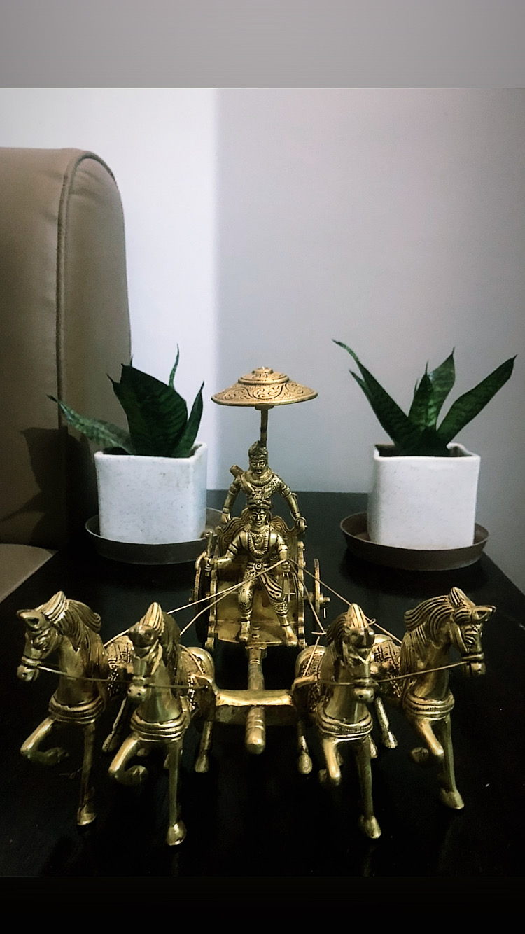 Home & Living Brown Krishna Arjuna Rath Showpiece Statues Home Décor ...