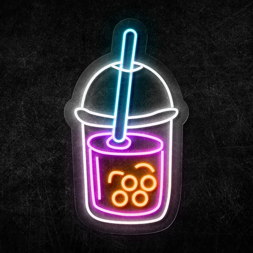 Bubble Tea Neon LED Tabela 25x50 cm | Neon Pleksi