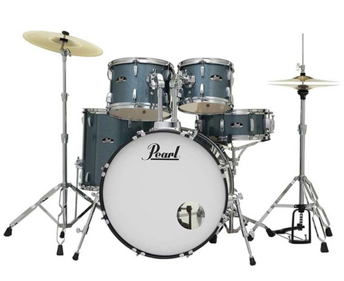 Pearl Roadshow 5 Piece Complete Drum Set with Cymbals (Aqua Blue ...