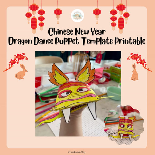 CNY Dragon Dance Puppet Craft Template Printable | ToddLearnPlay