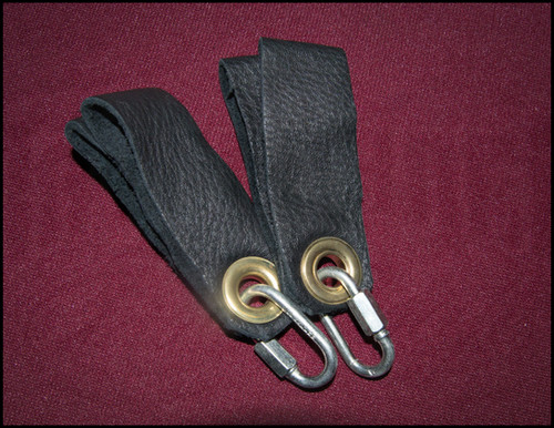 Leather Poi Handles (Pair), Double Loop | RavenbanesFireCraft