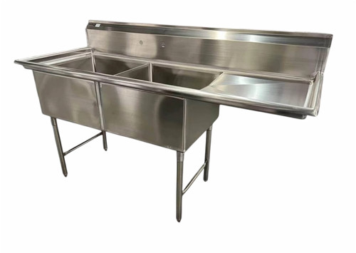 Nordsteel 75" Stainless Steel 2 Compartment Sink with Right Drain Board ...