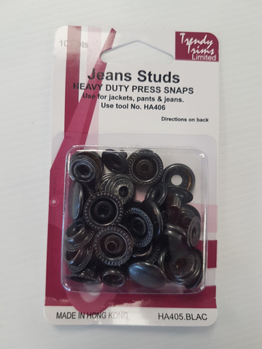 Jean Studs Heavy Duty Press Studs Black | FAB FABRICS